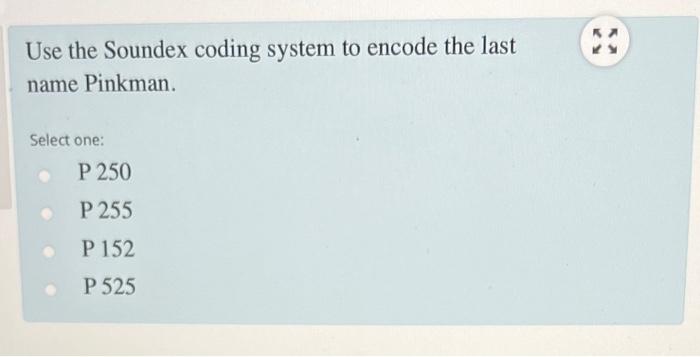 Solved Use the Soundex coding system to encode the last name | Chegg.com