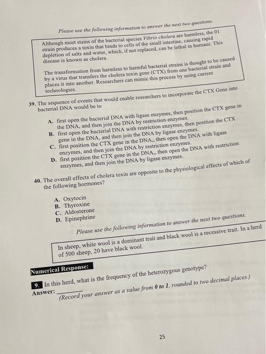 Solved Please use the following information to answer the | Chegg.com