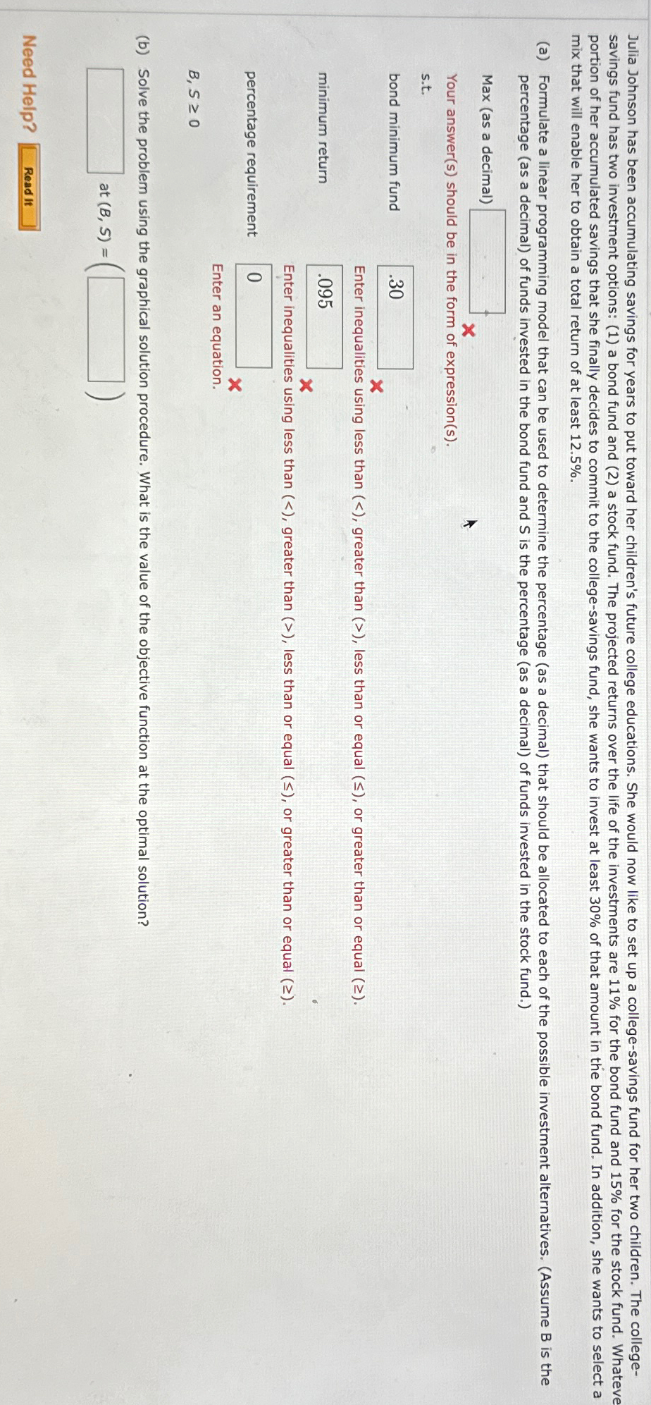 Solved mix that will enable her to obtain a total return of | Chegg.com