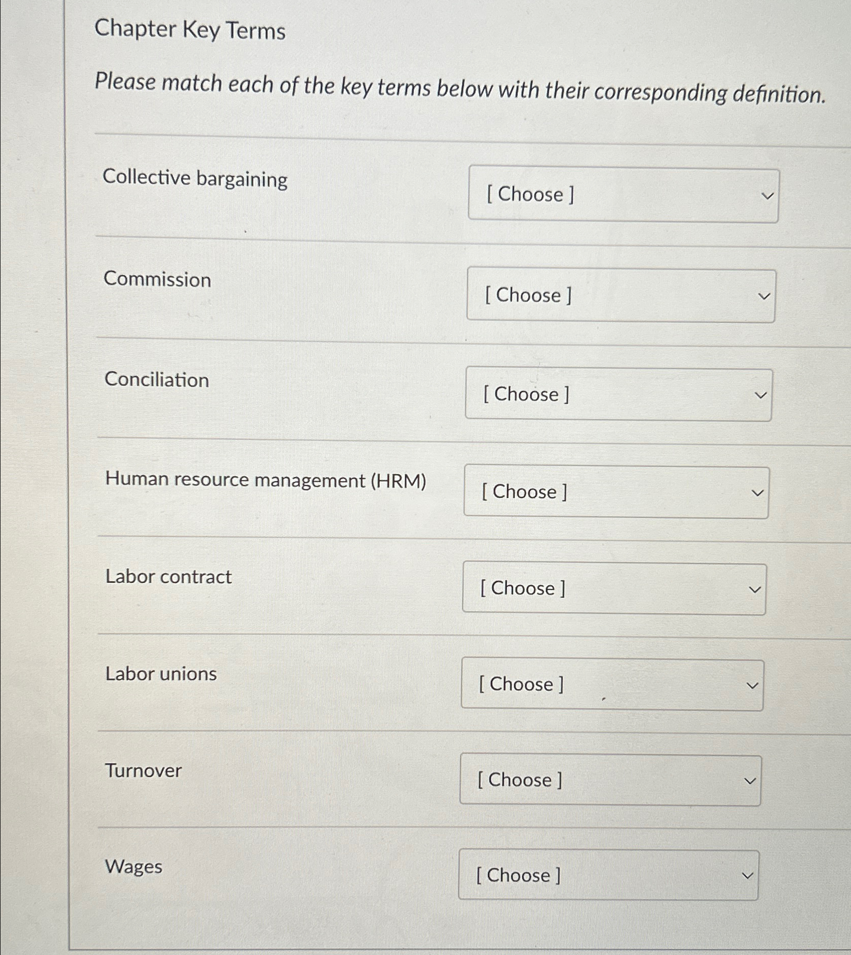 Solved Chapter Key TermsPlease match each of the key terms | Chegg.com