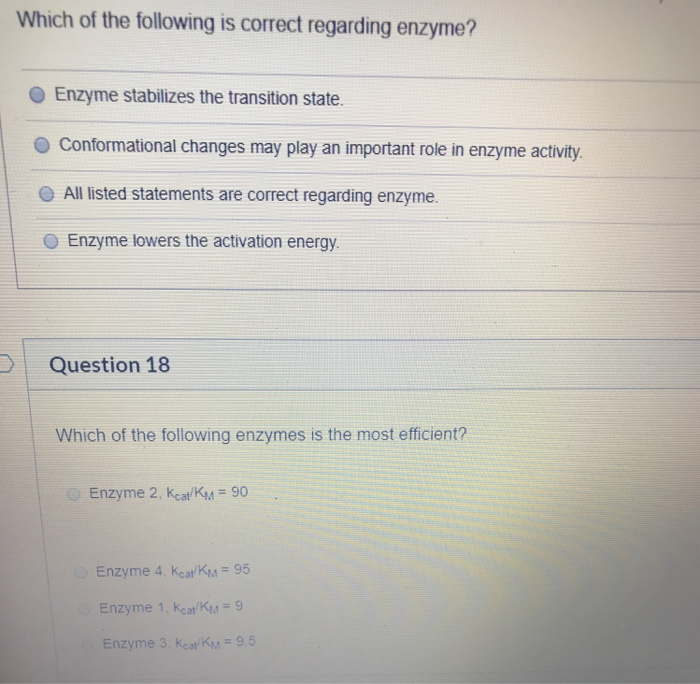 Solved Which of the following is correct regarding enzyme? | Chegg.com
