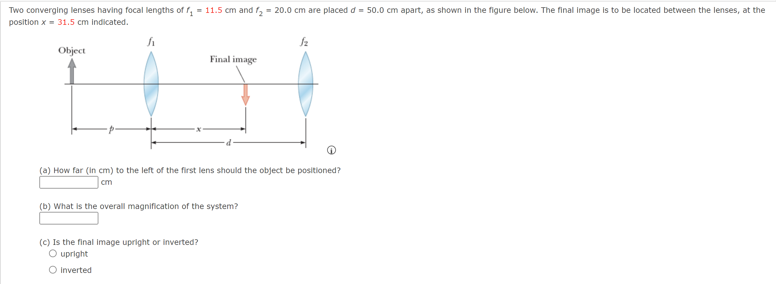 Solved position x=31.5cm ﻿indicated.i)(a) ﻿How far (in cm ) | Chegg.com