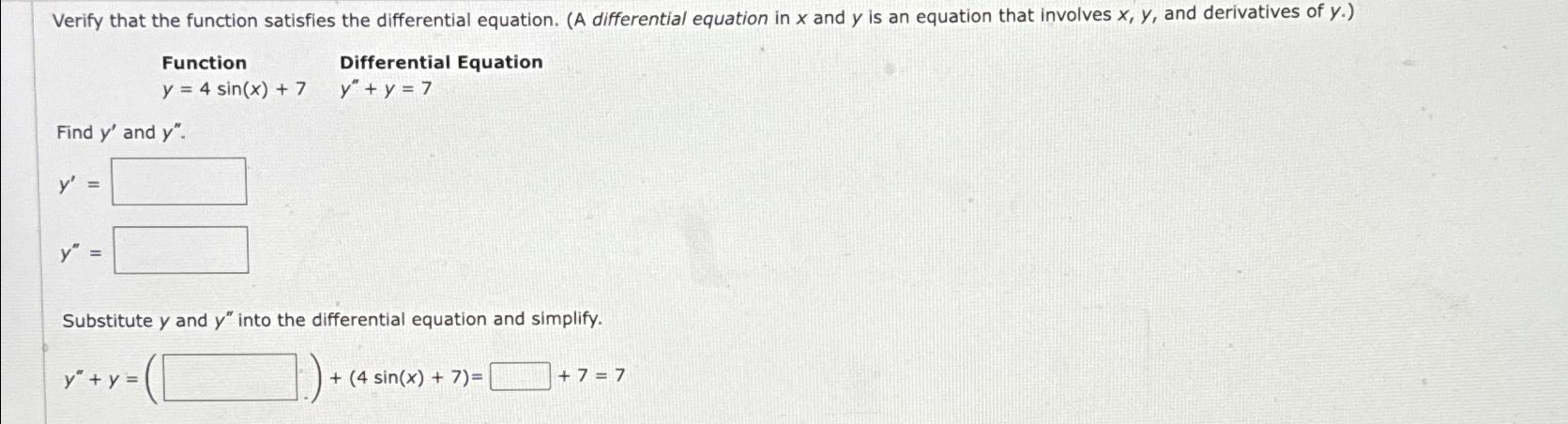 Solved Verify that the function satisfies the differential | Chegg.com