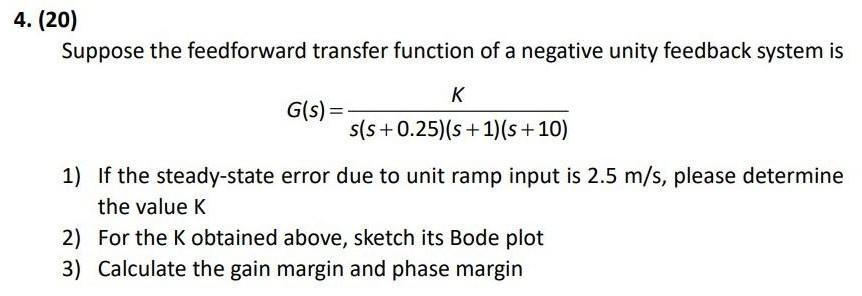 Solved Suppose the feedforward transfer function of a | Chegg.com