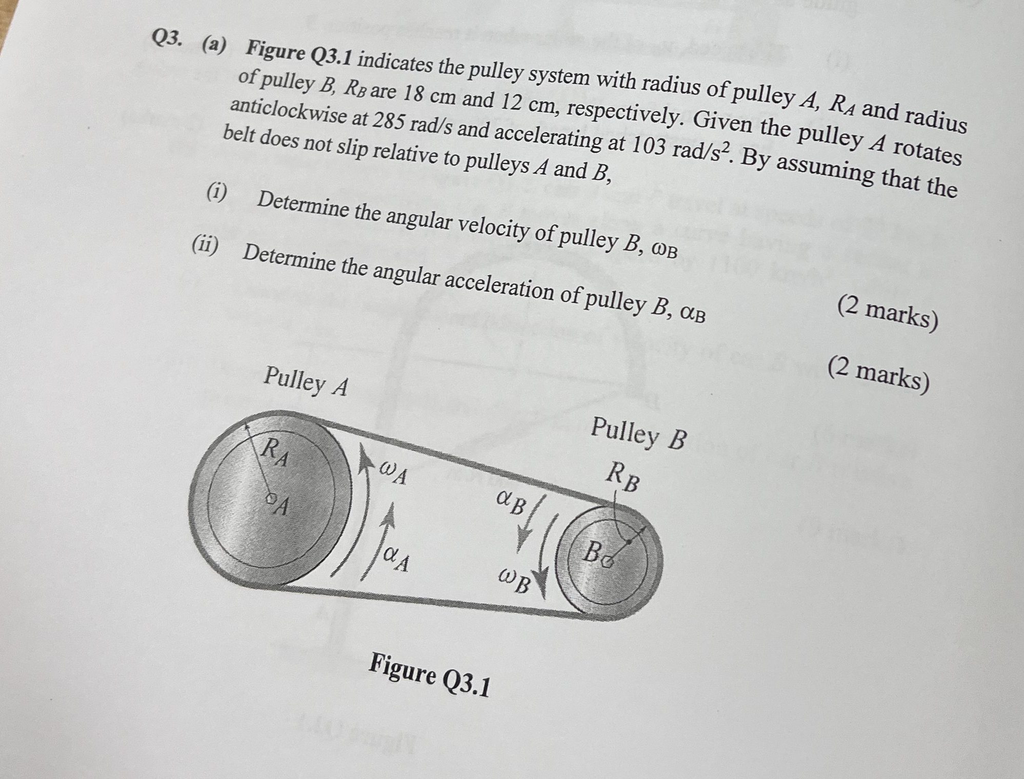 Solved Q3. (a) ﻿Figure Q3.1 ﻿indicates the pulley system | Chegg.com