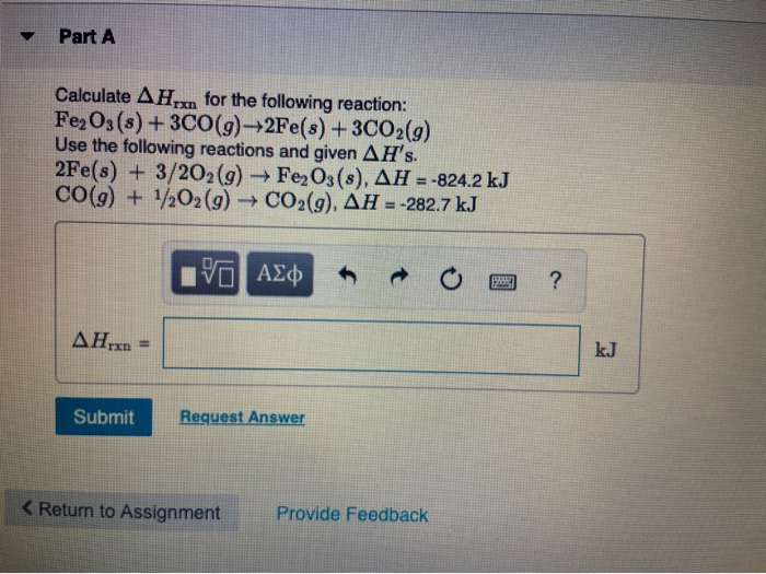 Solved Part A Calculate AHxn for the following reaction: | Chegg.com