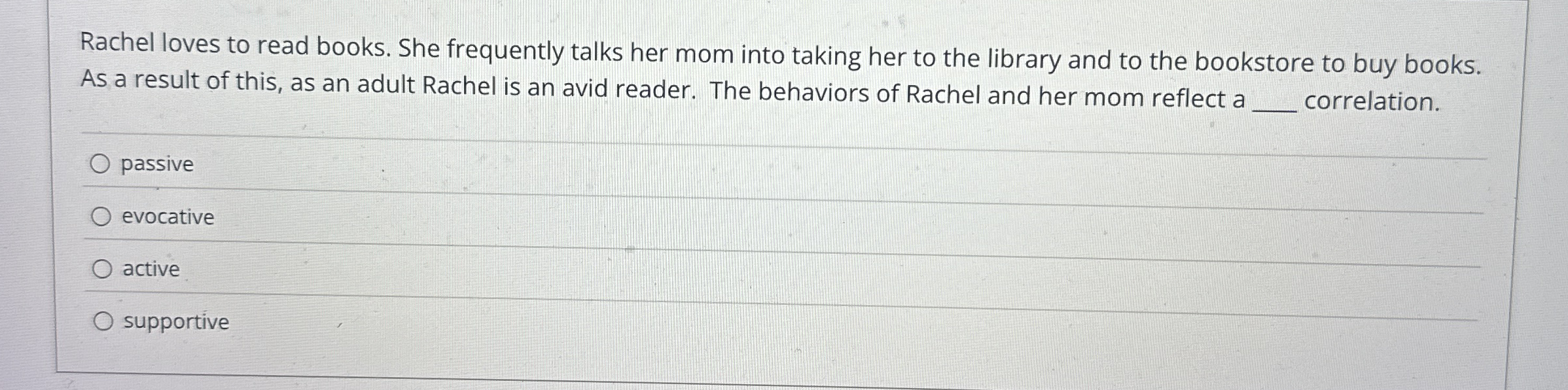 Solved Rachel loves to read books. She frequently talks her | Chegg.com