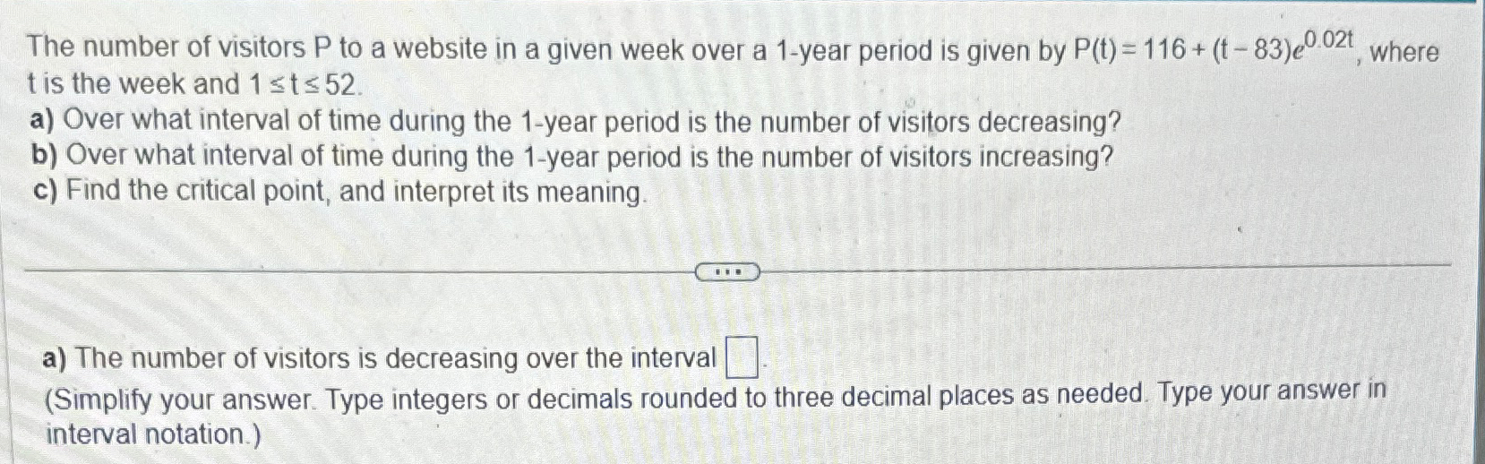 Solved The number of visitors P ﻿to a website in a given | Chegg.com