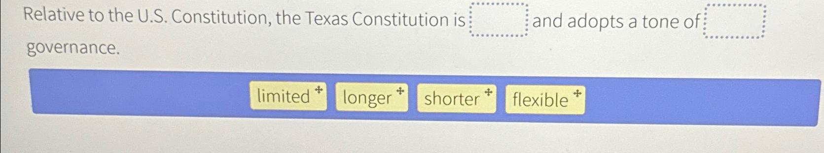 Solved Relative to the U.S. ﻿Constitution, the Texas | Chegg.com