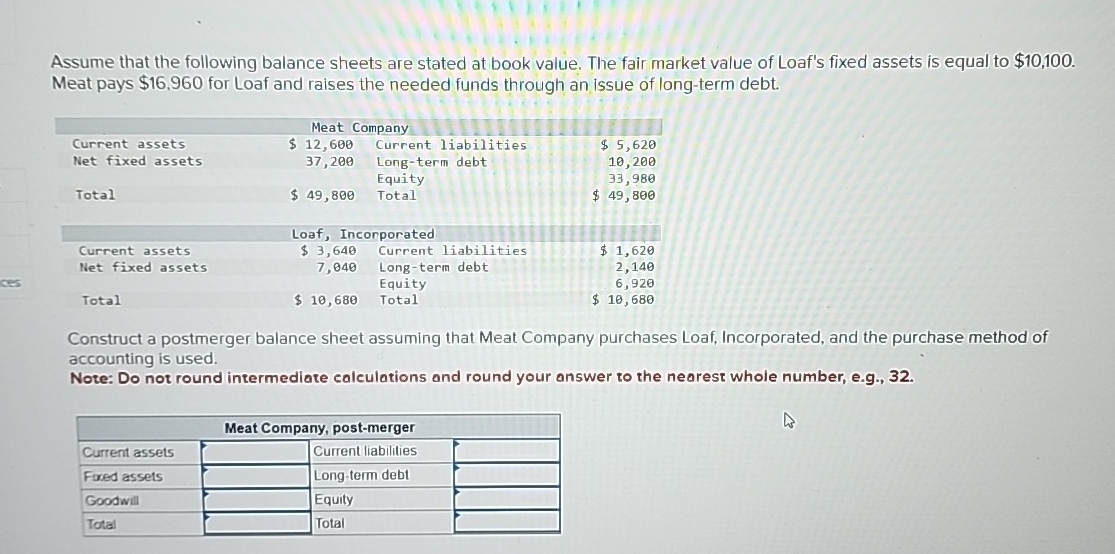 Solved Assume that the following balance sheets are stated | Chegg.com