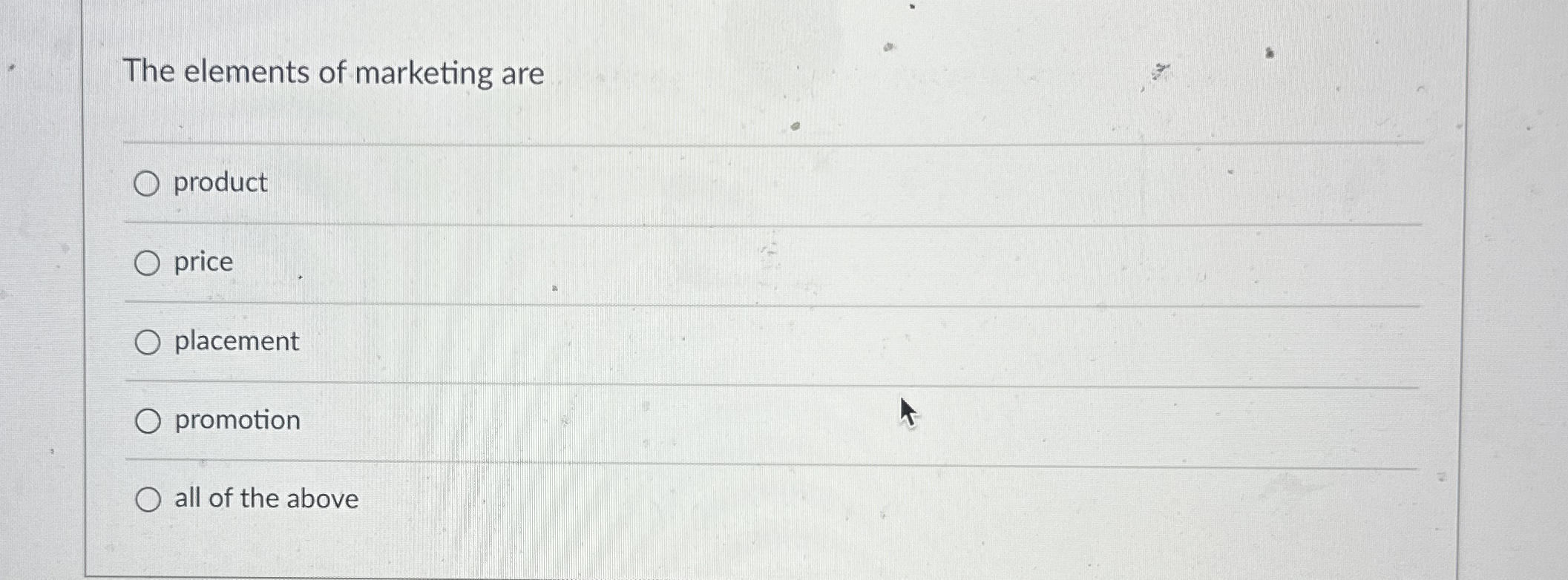 Solved The elements of marketing | Chegg.com