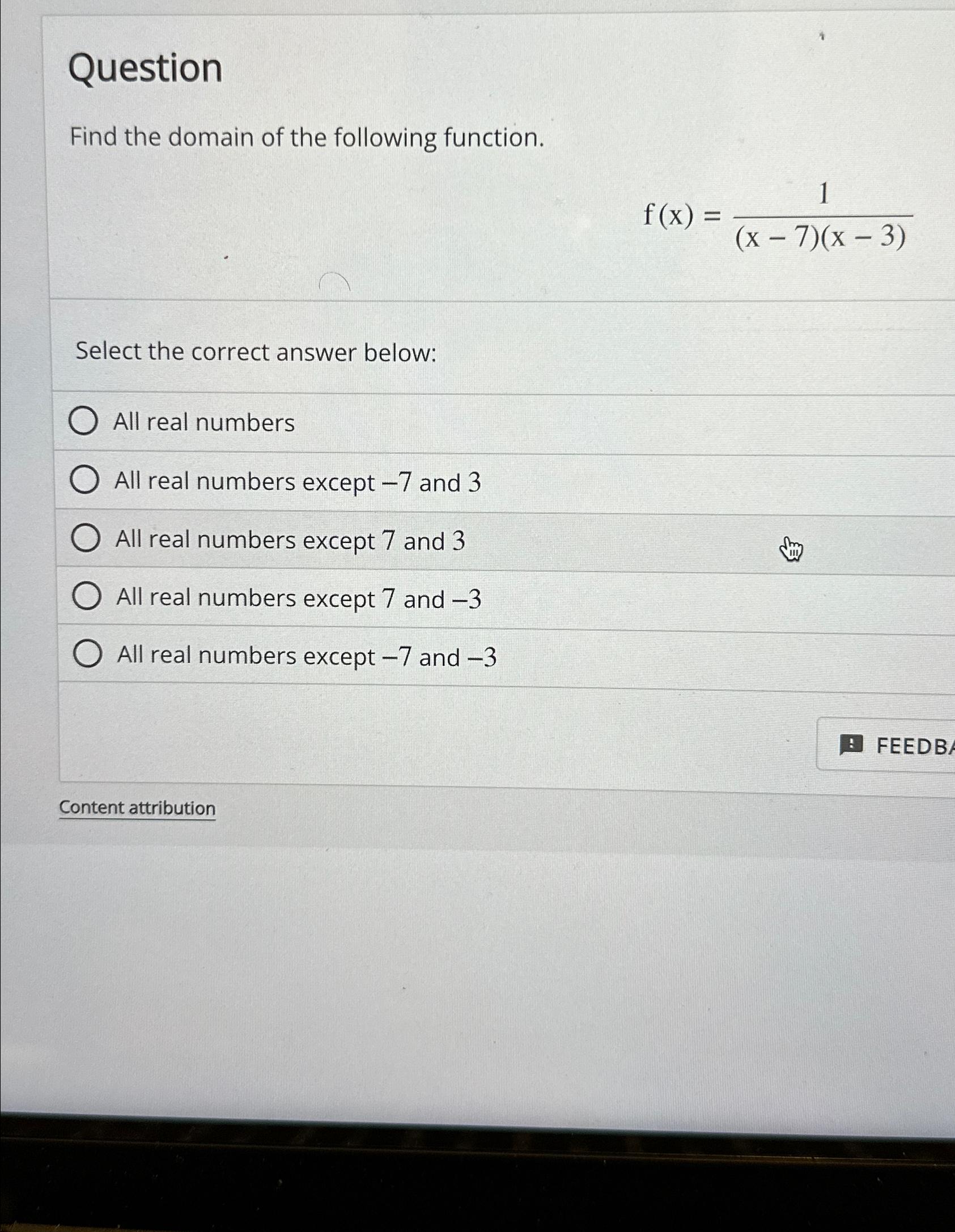 Solved QuestionFind the domain of the following | Chegg.com