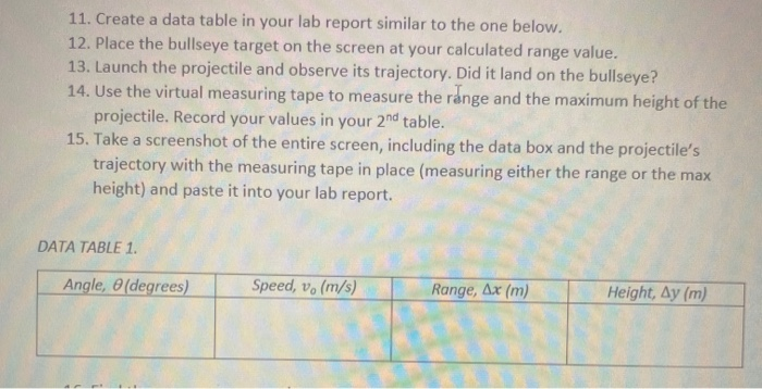Solved 11. Create a data table in your lab report similar to | Chegg.com