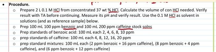 Solved Procedure. o Prepare 2L0.1 M HC) from concentrated 37 | Chegg.com