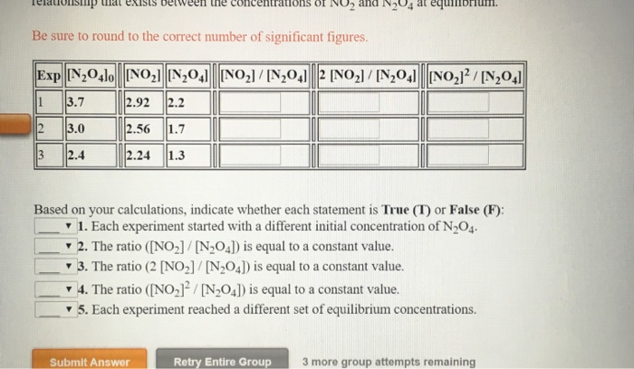 Solved Nelerences N204(9)= 2 NO2(g) Three experiments were | Chegg.com