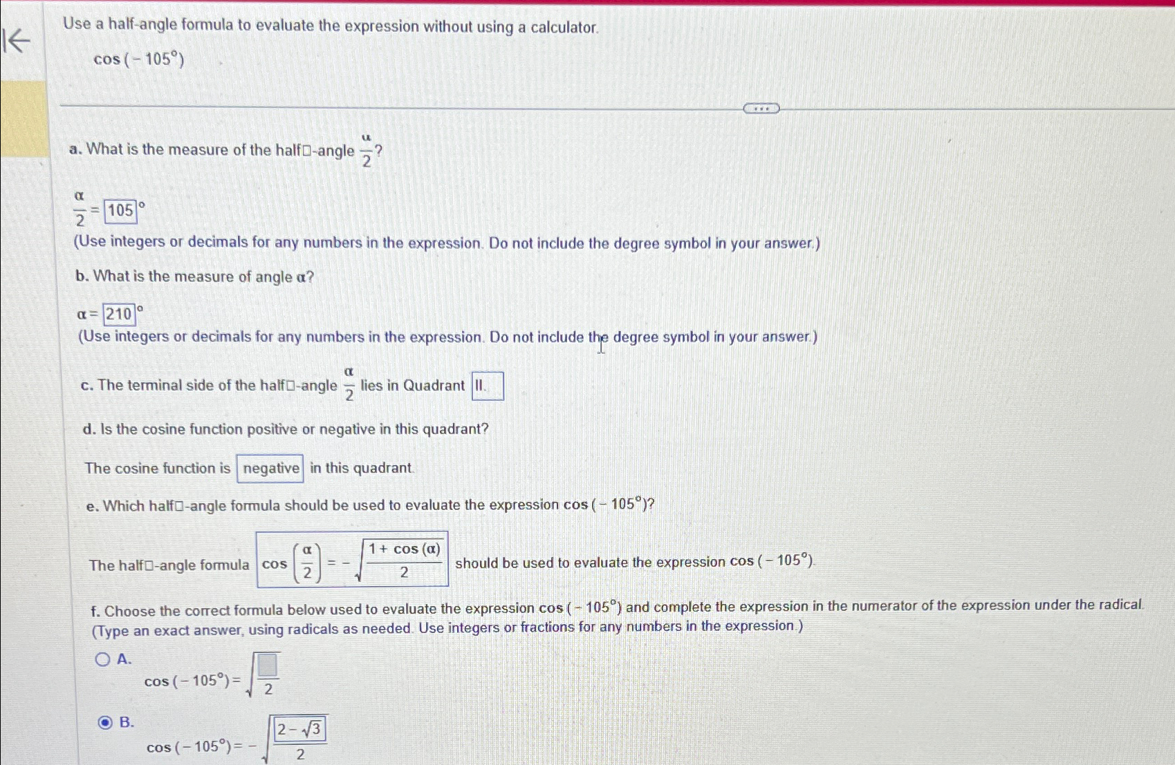 Solved Use a half-angle formula to evaluate the expression | Chegg.com