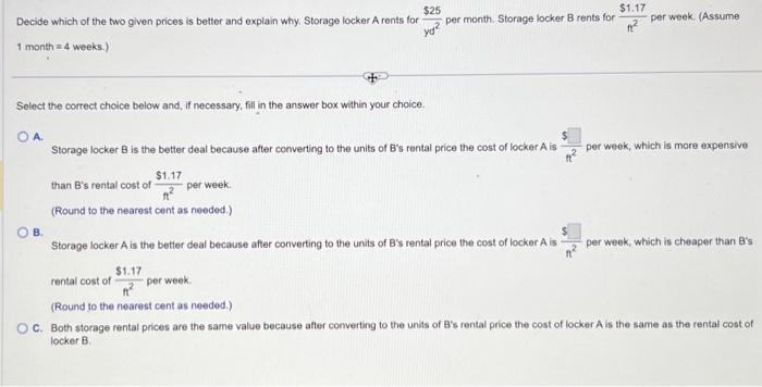 Solved Decide which of the two given prices is better and | Chegg.com