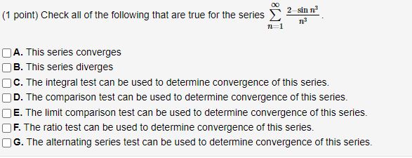 Solved (1 ﻿point) ﻿Check all of the following that are true | Chegg.com