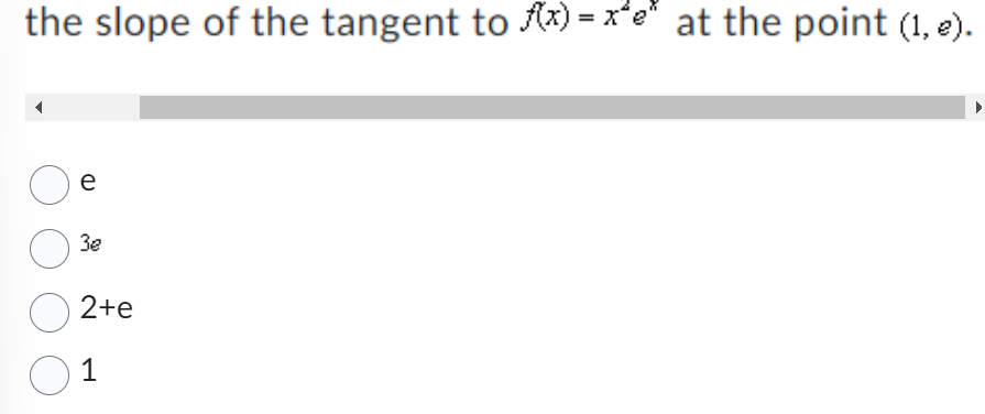 Solved the slope of the tangent to f(x)=x2ex ﻿at the point | Chegg.com