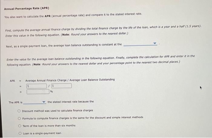 7. Calculating finance charges using the discount | Chegg.com