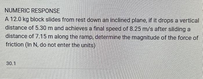 Solved NUMERIC RESPONSE A 12.0 kg block slides from rest | Chegg.com