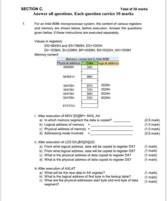 Solved SECTION C. Total of 30 marks Answer all questions. | Chegg.com