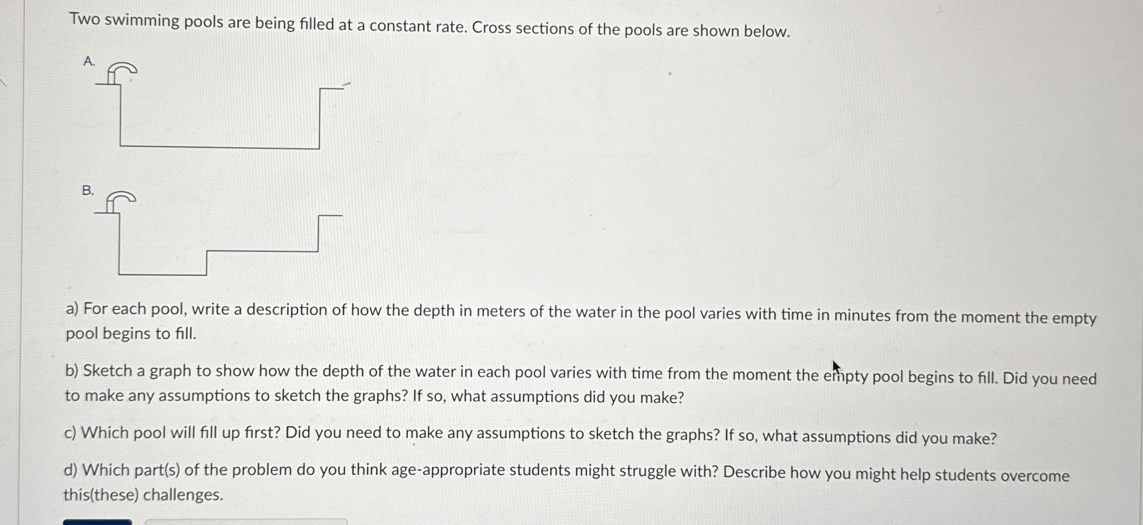 Solved Two swimming pools are being filled at a constant | Chegg.com