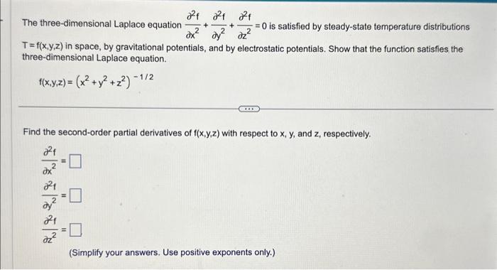 Solved The three-dimensional Laplace equation | Chegg.com