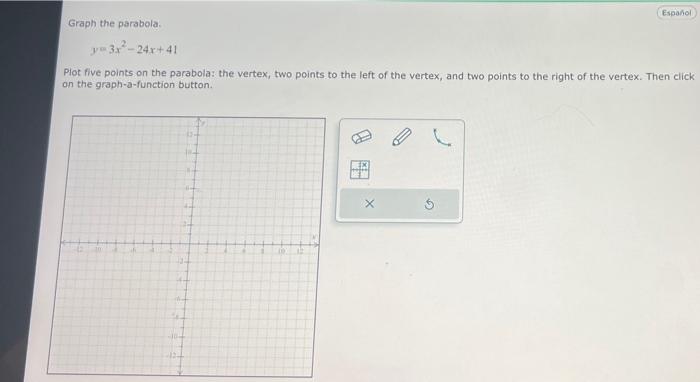 Solved Graph the parabola. y=3x2−24x+41 Plot five points on | Chegg.com