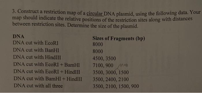 Solved 3 Construct A Restriction Map Of A Circular Dna