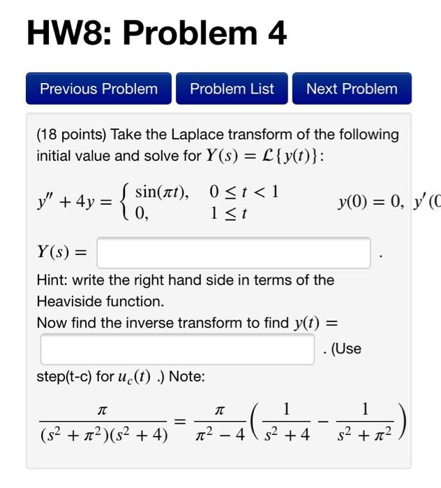 Solved HW8: Problem 4 Previous Problem Problem List Next | Chegg.com