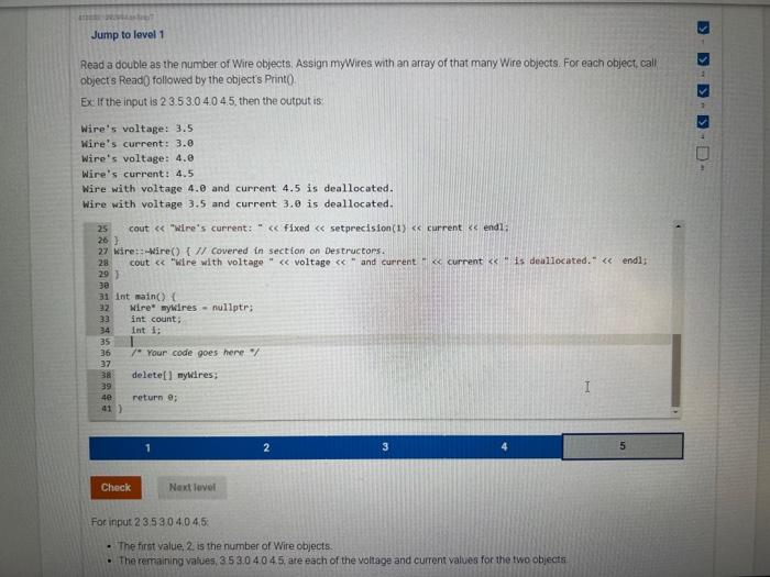 Solved Jump to level 1 Read a double as the number of Wire | Chegg.com