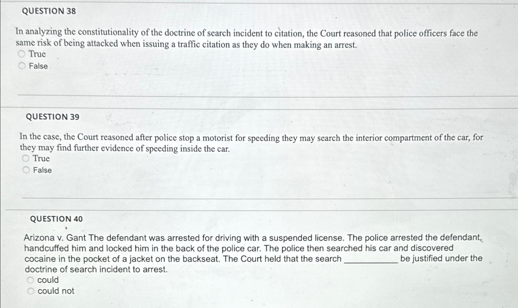 Solved QUESTION 38In analyzing the constitutionality of the | Chegg.com