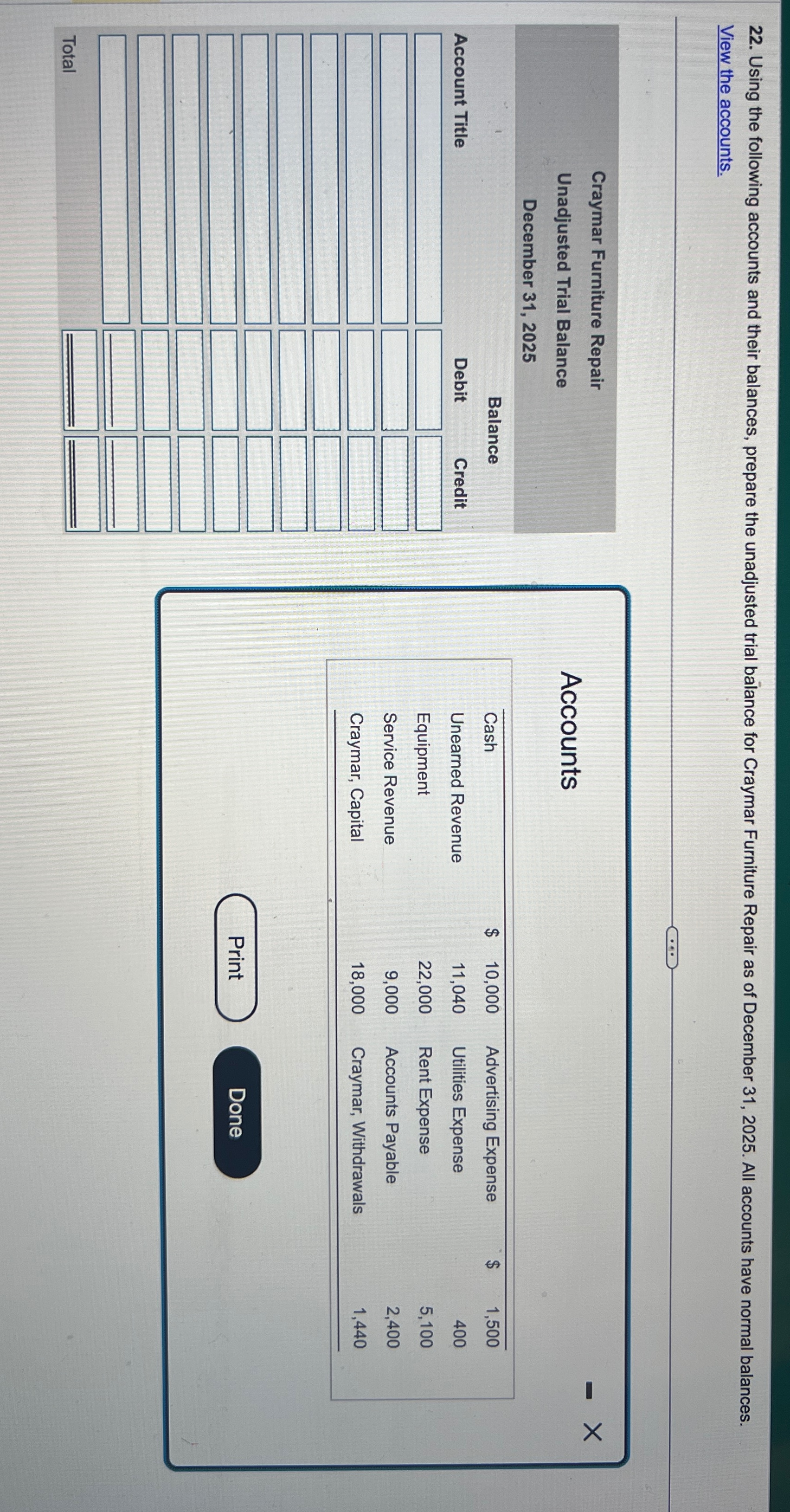 Solved Using the following accounts and their balances, | Chegg.com