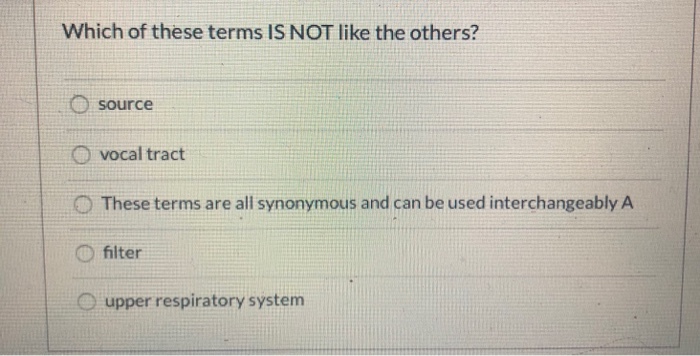 Solved Which of these terms IS NOT like the others? O source | Chegg.com