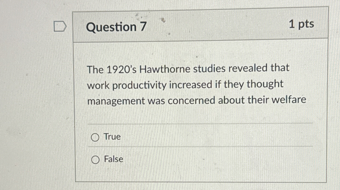 Solved Question 71 ﻿ptsThe 1920's Hawthorne studies revealed | Chegg.com