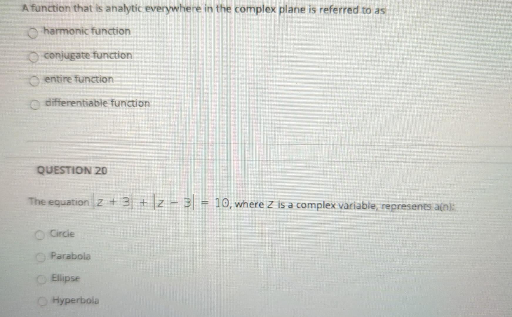Solved A function that is analytic everywhere in the complex | Chegg.com