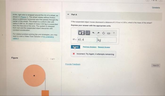 Solved Constants Part A Athin light weis wrapped around the | Chegg.com