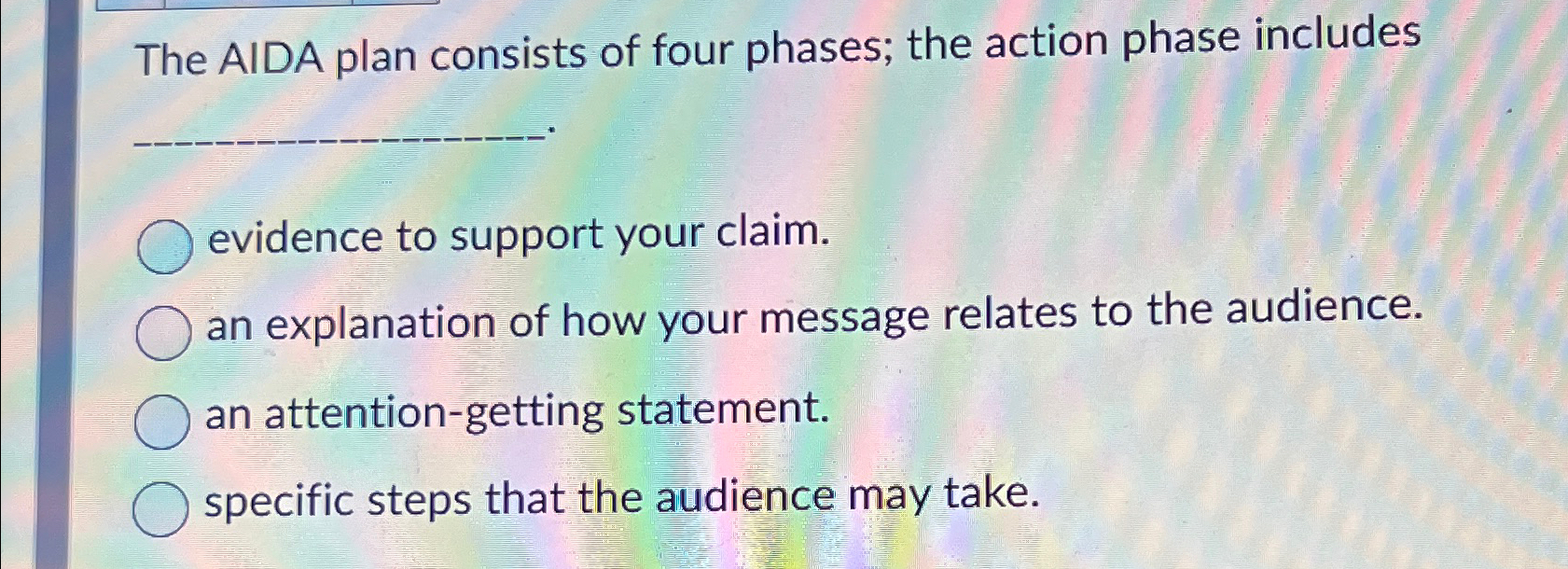 Solved The AIDA plan consists of four phases; the action | Chegg.com