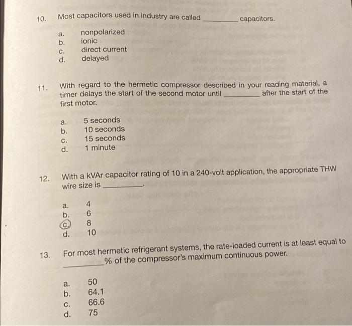 Solved 10 most capasitors used in industry are called | Chegg.com