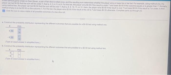 Solved player eanter fo so Underion-over-Seven a par of fair | Chegg.com