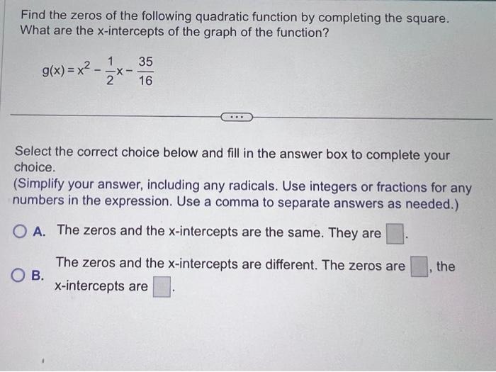 Solved Find the zeros of the following quadratic function by | Chegg.com