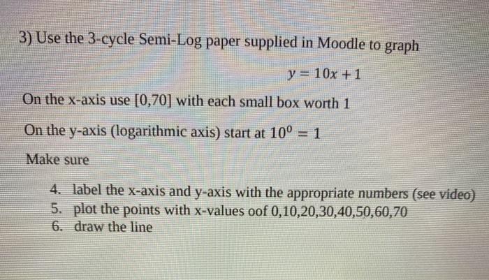 Solved 3) Use the 3-cycle Semi-Log paper supplied in Moodle | Chegg.com