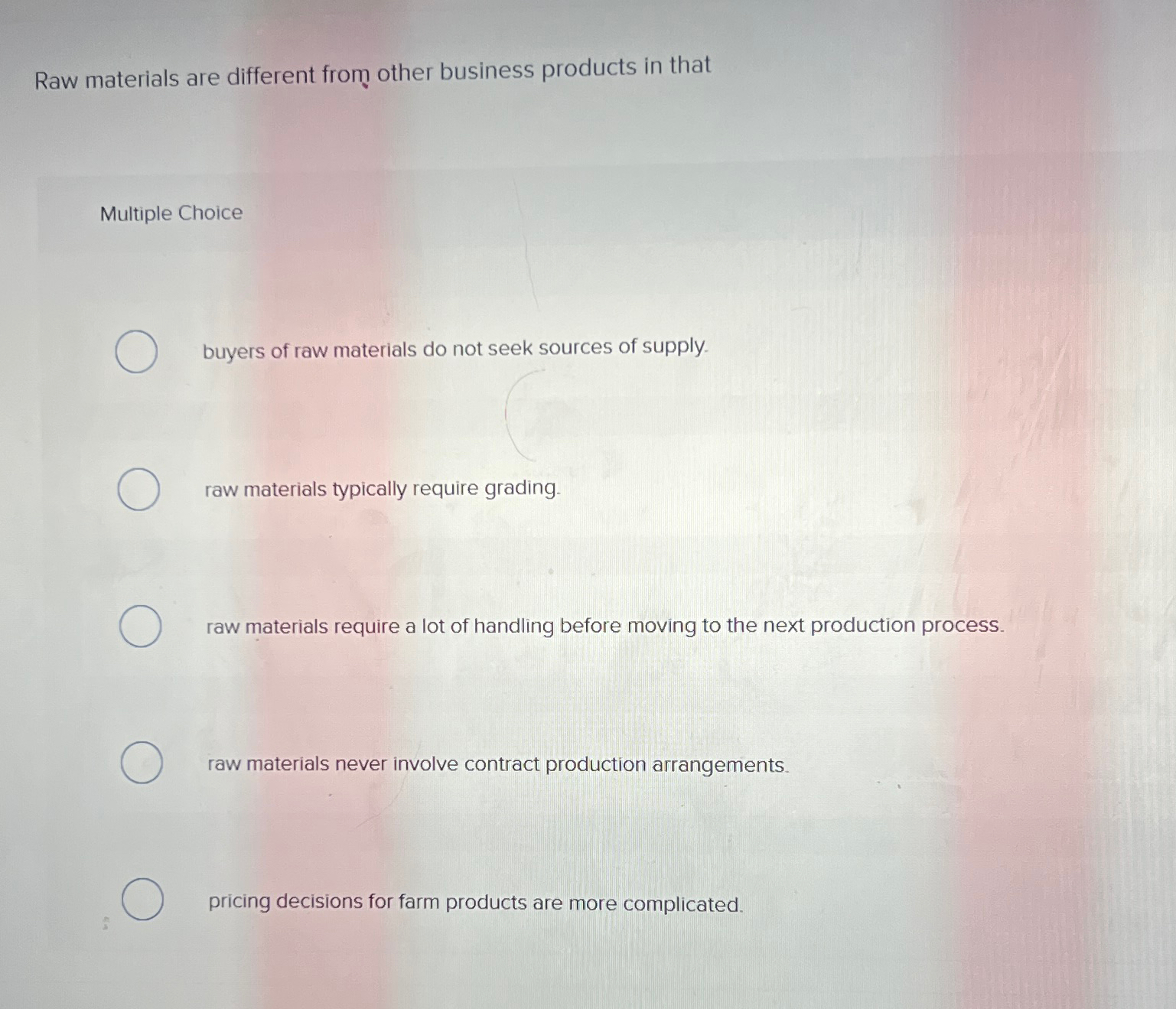 Solved Raw materials are different from other business | Chegg.com