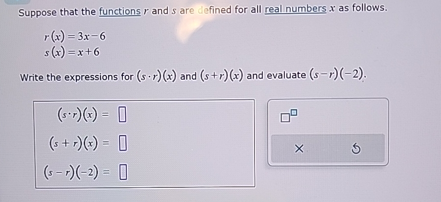 Solved Suppose that the functions r ﻿and s ﻿are defined for | Chegg.com