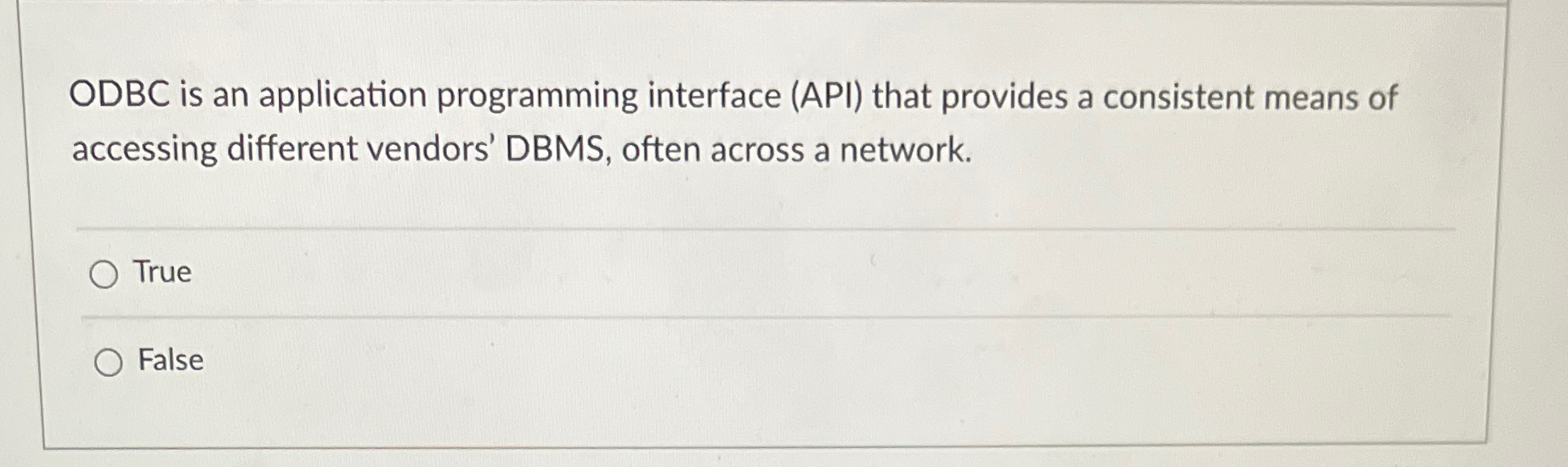 Solved ODBC is an application programming interface (API) | Chegg.com