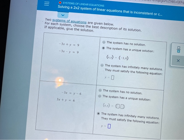 Solved O SYSTEMS OF LINEAR EQUATIONS Solving a 2x2 system of | Chegg.com