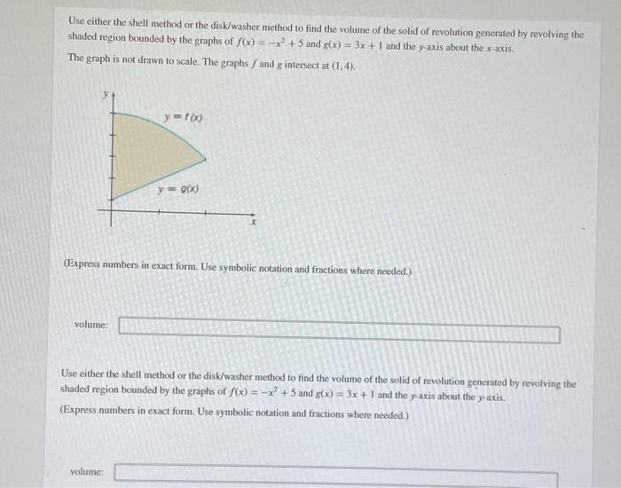 Solved Use either the shell method or the disk/washer method | Chegg.com