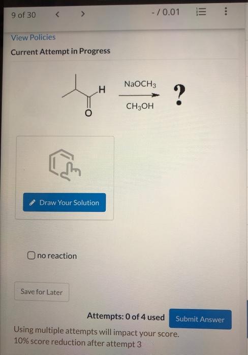 Solved View Policies Current Attempt in Progress no reaction | Chegg.com