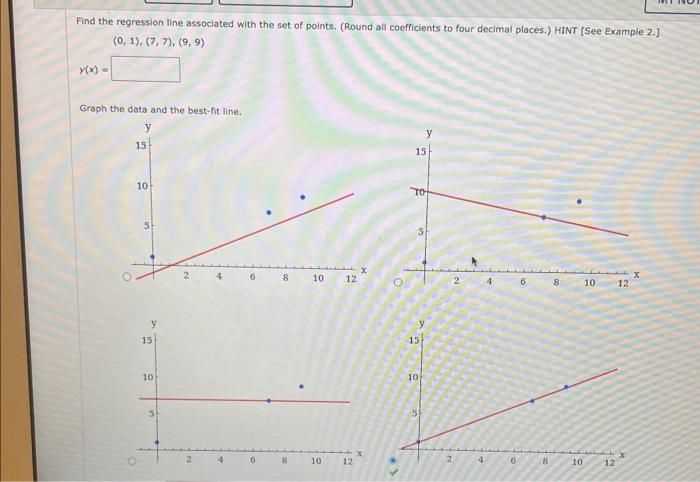 Solved Find the regression line associated with the set of | Chegg.com